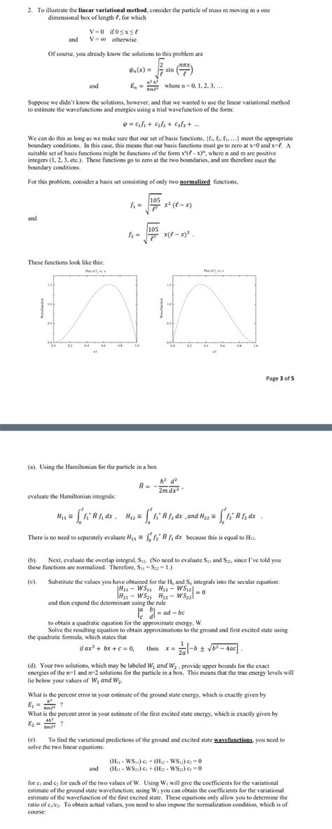 Solved 2 To Illustrate The Linear Variational Method Chegg