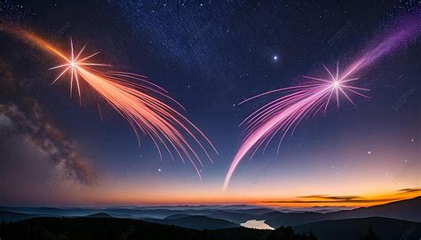 Two Shooting Stars Streak Across The Night Sky Background Shooting