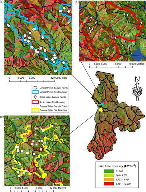 Plot Locations In Each Of The Three Wildfires A Mineral Primm B Download Scientific