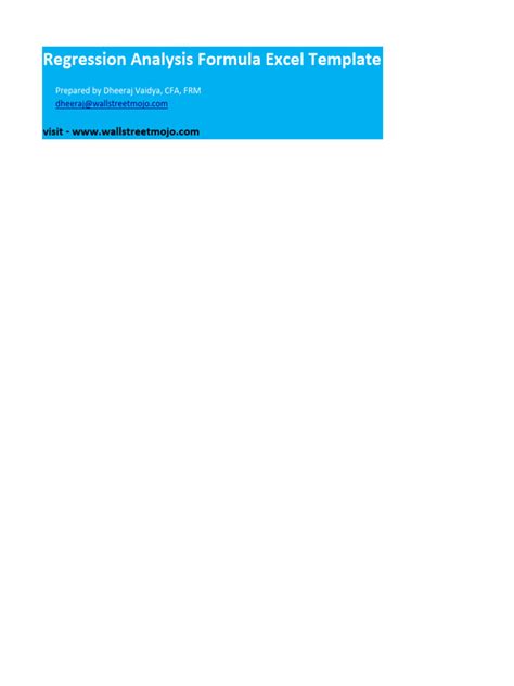 regression analysis formula excel template pdf errors and residuals