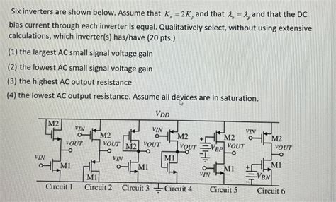 Solved Six Inverters Are Shown Below Assume That Kn 2Kp And Chegg Com