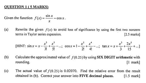 Solved Given The Function Fxxsinx−cosx A Rewrite The