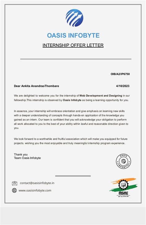 Ankita Thombare On Linkedin Oasisinfobyte Webdevelopment Engineering Internship Opportunity