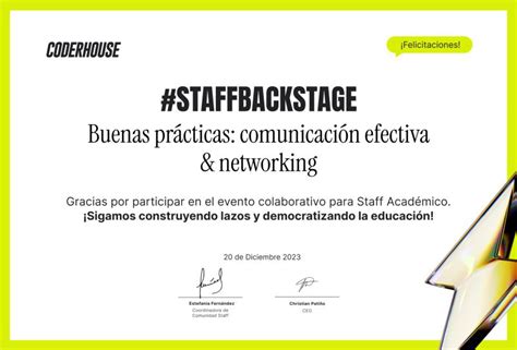 Staffbackstage Coderhouse Certificado Trainthetrainers Comunicacionefectiva Javier Verón