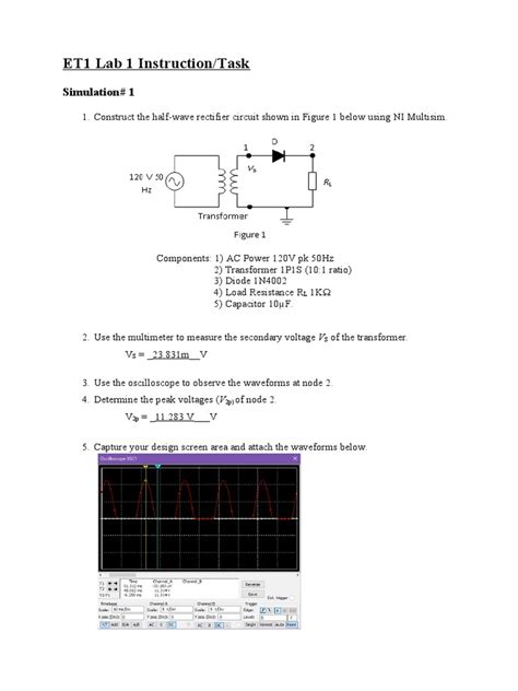 Et1 Lab Assignment Chapter 2 Diode Pdf Rectifier Electrical