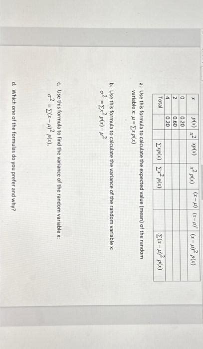 Solved A Use This Formula To Calculate The Expected Value