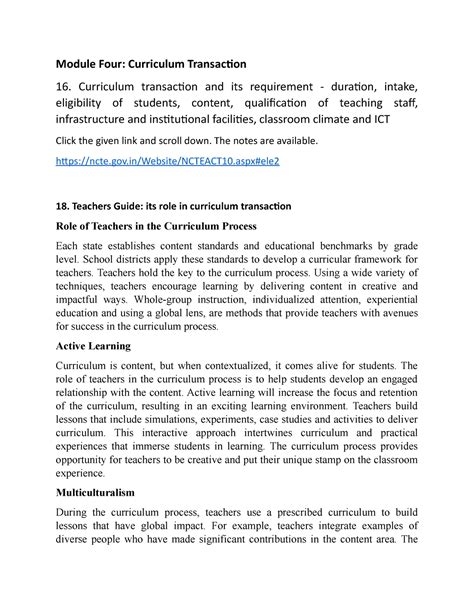 Module 4 Lecture Notes Module Four Curriculum Transaction 16