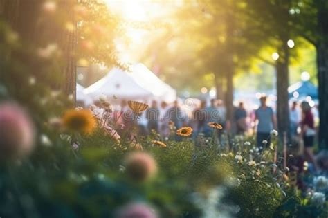 Tilt Shift Blur Effect Abstract Summer Festival With Bokeh Stock