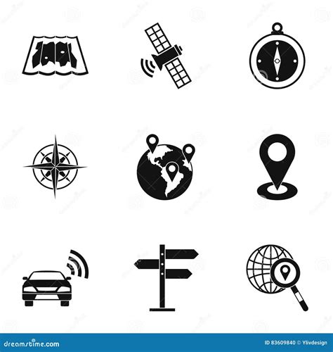 Navigation Icons Set Simple Style Stock Vector Illustration Of Graphic Route 83609840