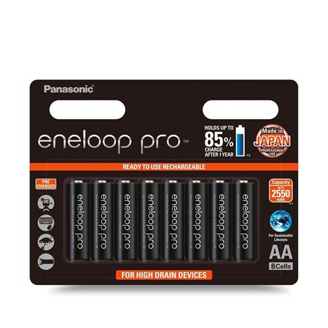 Panasonic Bk 3hcce 8bt 8 Pack Eneloop Pro Aa High Capacity 2550mah Rechargeable Batteries