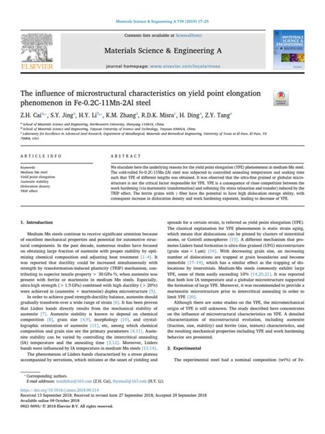 The Influence Of Microstructural Characteristics On Yield Point