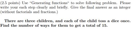 Solved 25 Points Use Generating Functions To Solve