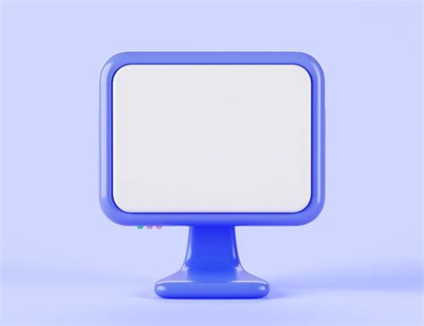 Premium Photo Computer With Blank White Screen Front View 3d Render Cartoon Blue Monitor Icon