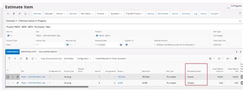 Enabling Structure Estimate When Adding A Component On An Estimate