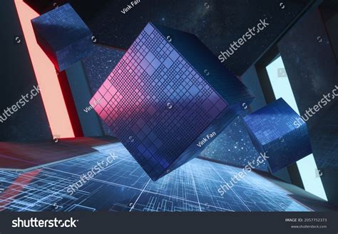 터널의 큐브 미래 공간 3d 렌더링컴퓨터 스톡 일러스트 2057752373 Shutterstock