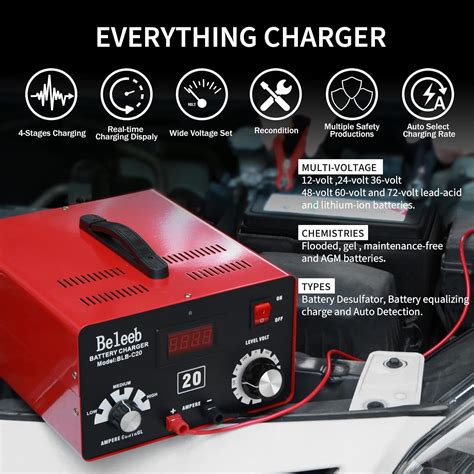 Buy Beleeb C20 Adjustable Battery Charger 12v 24v 36v 48v Pulses Of