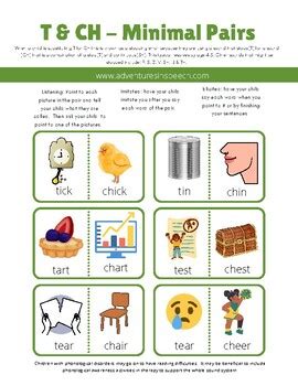 Ch T Minimal Pairs By Adventures In Speech Language And Literacy