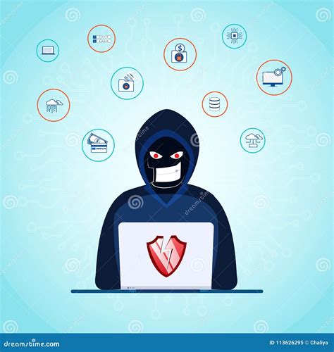 Thief Hacker Stealing Sensitive Data As Passwords From A Personal