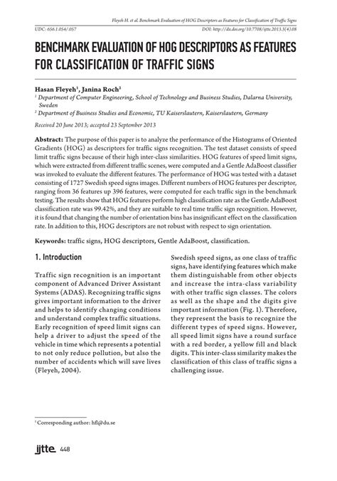 Pdf Benchmark Evaluation Of Hog Descriptors As Features For