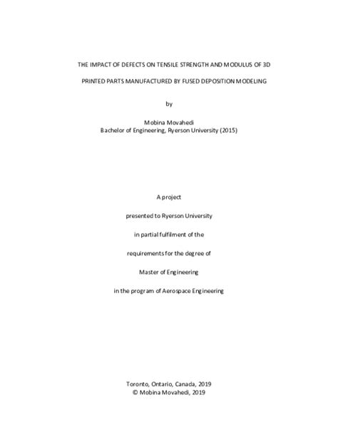 Pdf The Impact Of Defects On Tensile Strength And Modulus Of 3d Printed Parts Manufactured By