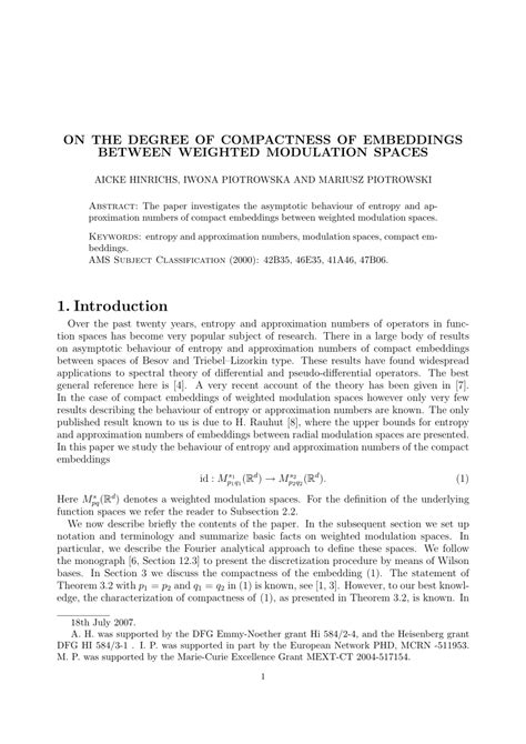 Pdf On The Degree Of Compactness Of Embeddings Between Weighted