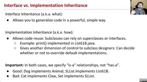 Inheritance1 Conclusion Is A Vs Has A Interface Vs Implementation Inheritances Youtube
