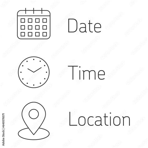 Date Time Location Address Symbol Set Calendar Clock Time Address Location Icon Business