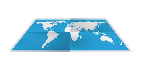 Сложенная бумажная карта мира изолированная на белом фоне векторная иллюстрация Премиум вектор