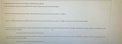 Solved A Computer Password Consists Of Five Characters