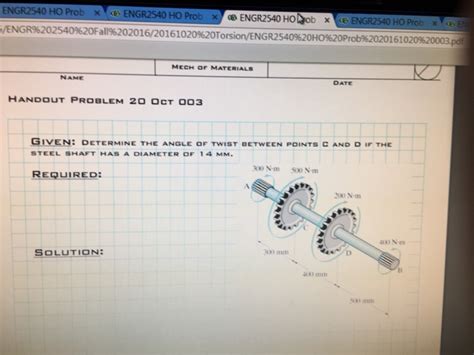 Solved Determine The Angle Of Twist Between Points C And D