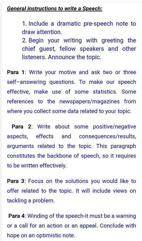 What Is The Format For Speech Writing Class 10 Cbse Brainly In