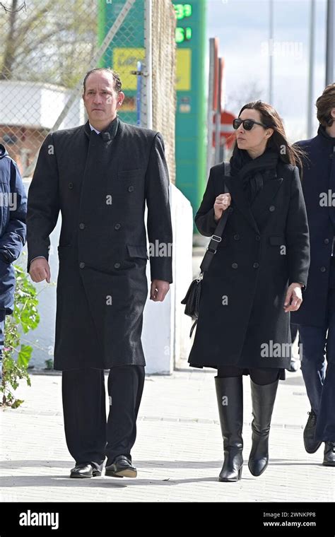 Bruno Gómez Acebo And Barbara Cano Arrives At San Isidro Cemetery For The Burial Of Fernando