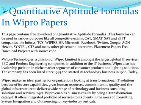 Ppt Wipro Placement Papers Powerpoint Presentation Free Download Id7624846