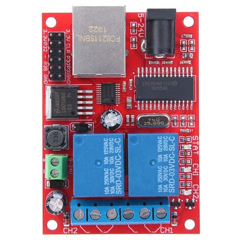 Ethernet Controller Module With 2 Way Relay Board For Web Server