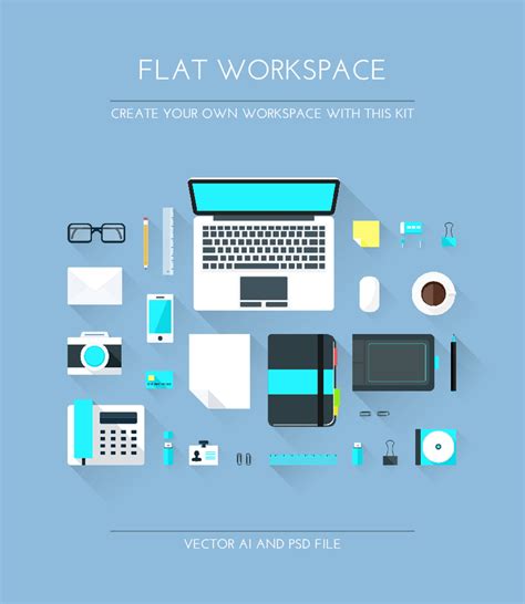 Designer Flat Workspace Elements