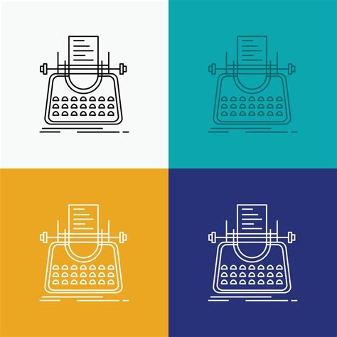 Article Blog Story Typewriter Writer Icon Over Various Background Line Style Design