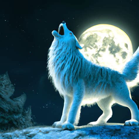 Bio Luminescence Snowy Long Fluffy Fur Fenrir God Standing Creative Fabrica