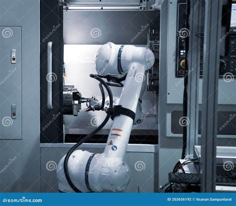 Robot Loading Workpiece To CNC Machine Stock Photography CartoonDealer Com
