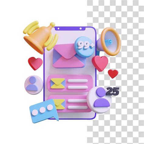 Premium Psd Social Media Notification 3d Illustration