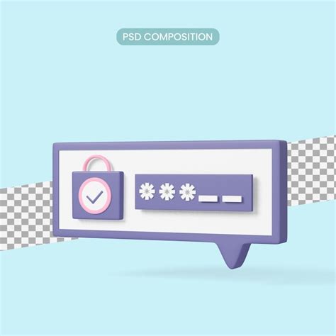 premium psd 3d password field with padlock isolated