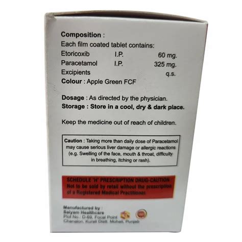 Etoricoxib Paracetamol Tablet 32560 Mg At Rs 160box In Varanasi Id