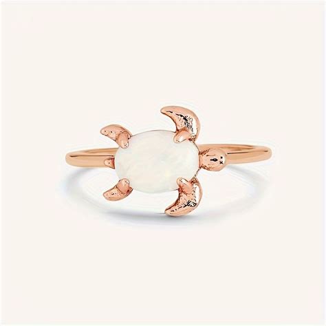 Personality Round Shape Sparkle Zircon Turtle Ring Party Temu United Kingdom