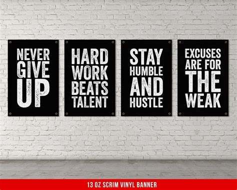 Motivational Quotes Banners Set Of 4 Home Gym Decor Large Quote Wall Art Weightlifting