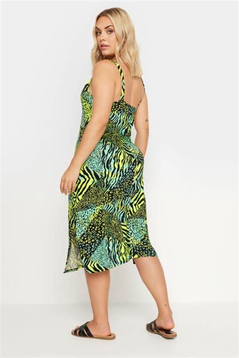 Yours Plus Size Green Mixed Animal Print Beach Dress Yours Clothing