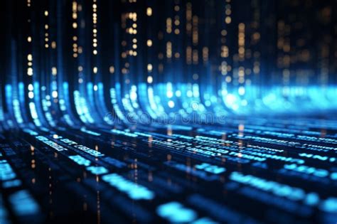 glowing blue backdrop with 3d rendered abstract binary code and ai