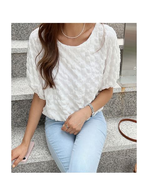 링클프리 엠보싱 블라우스 49246