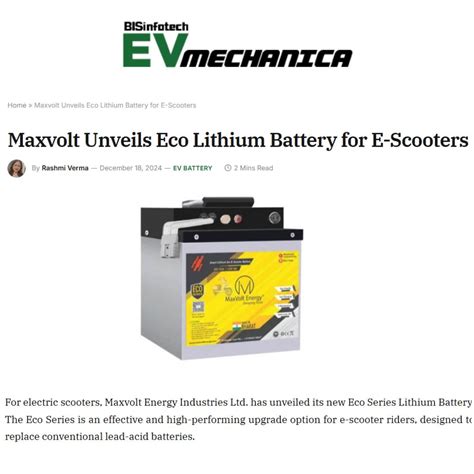 Maxvolt Unveils Eco Series Lithium Batteries For E Scooters
