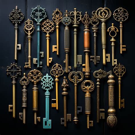 Ai Generated Illustration Of Numerous Vintage Keys Of Various Shapes
