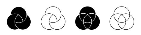 Venn Diagram Three Overlapping Circles Chart Line And Solid 40820617