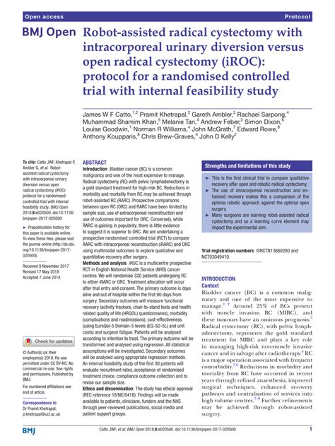 Pdf Robot Assisted Radical Cystectomy With Intracorporeal Urinary